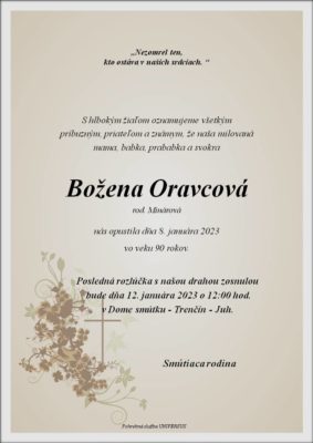 Smútočné oznamy Archives » Mesto Trenčín