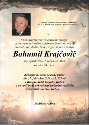 Smútočné oznamy Archives » Mesto Trenčín