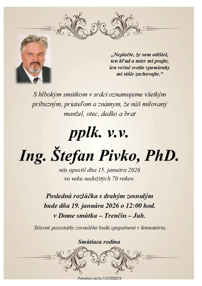 pplk. v.v. Ing. Štefan Pivko, PhD. » Mesto Trenčín