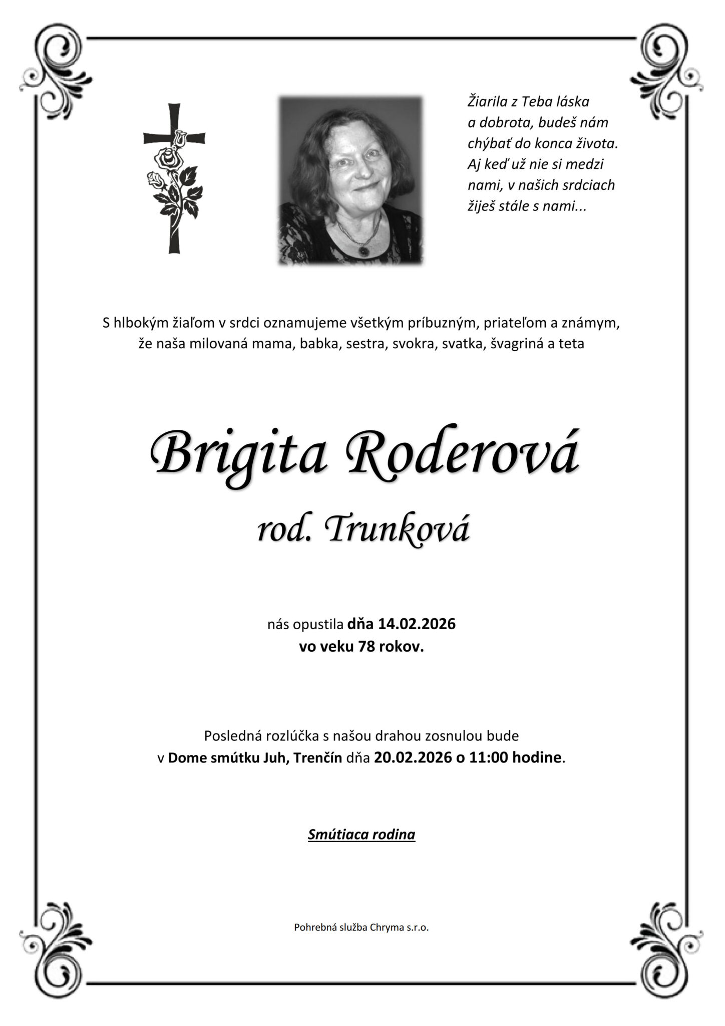 Brigita Roderová rod. Trunková » Mesto Trenčín